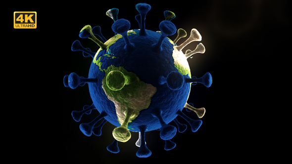 Covid-19 Corona Earth Delta Lambda Plus Variant - 4K, Motion Graphics