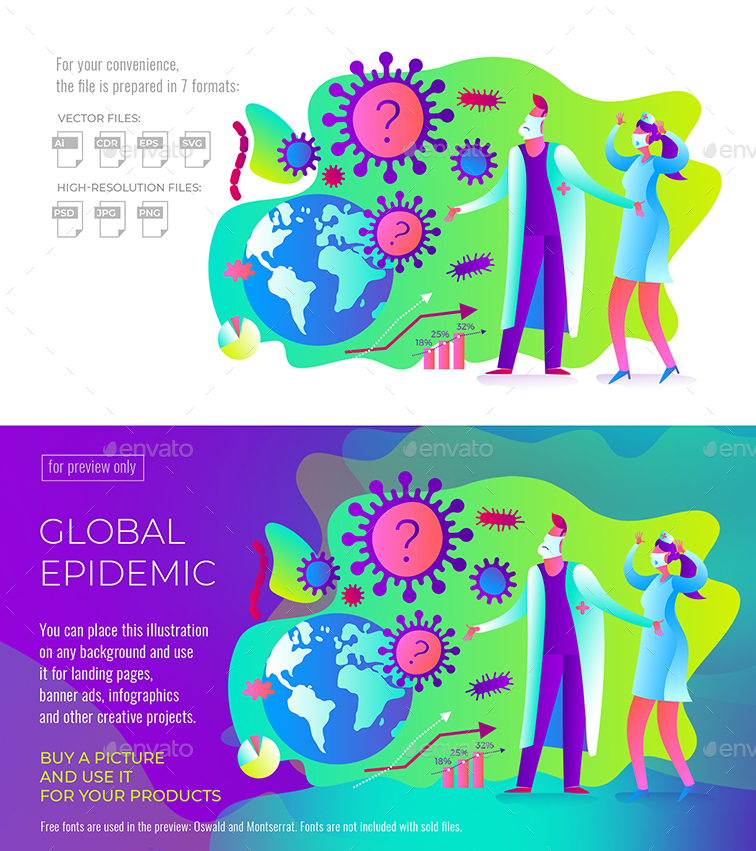 Flat Medical Illustration on Epidemics, Vectors | GraphicRiver