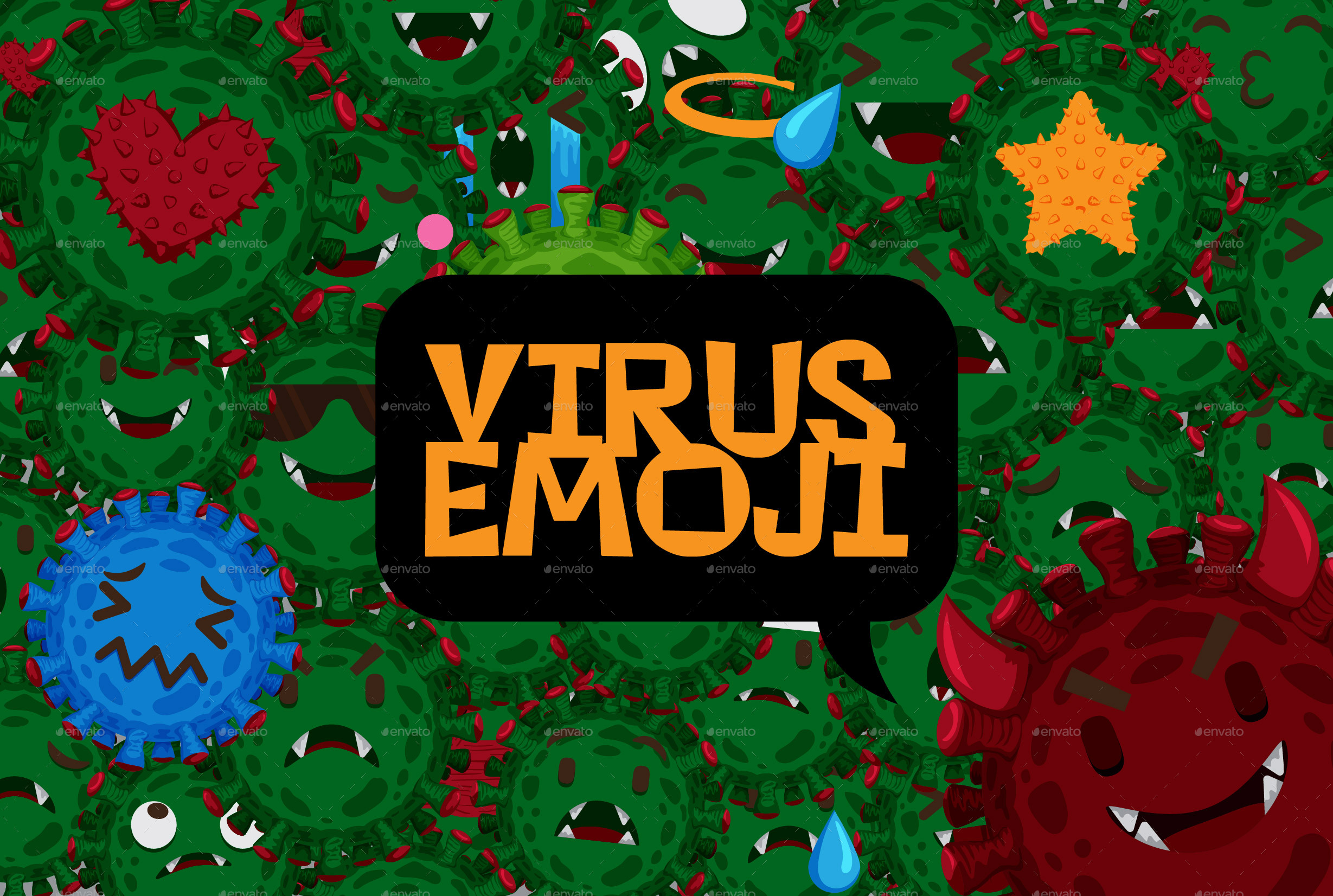 Virus Emoji Faces Set, Vectors | GraphicRiver