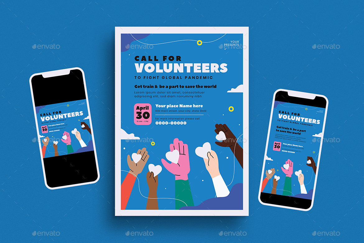 Call for Volunteers Flyer Set, Print Templates | GraphicRiver