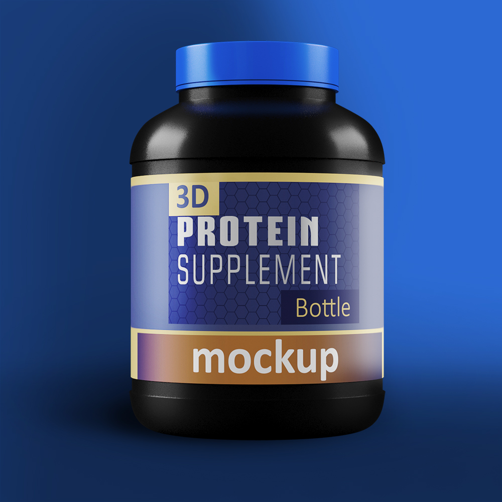Muscle protein bottle with Blue cap by creativejun | 3DOcean