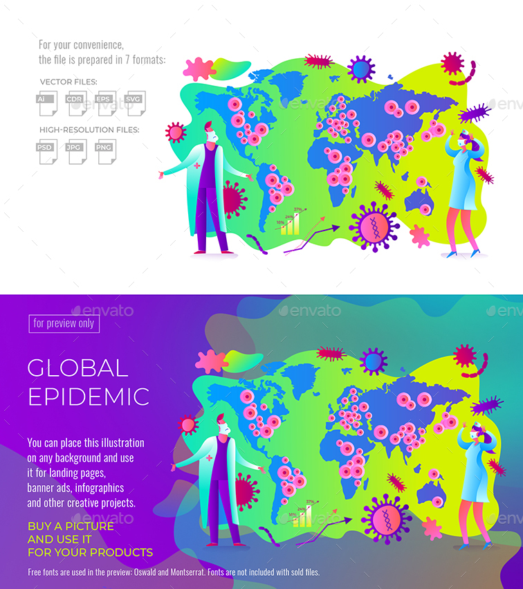 Flat Medical Illustration Epidemic, Vectors | GraphicRiver