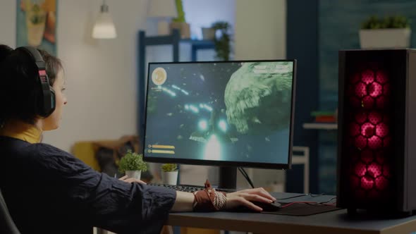 Pro Gamer Streaming Online Video Game with New Graphics, Stock Footage