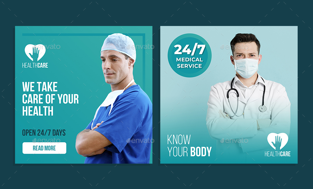 Healthcare Social Media Post, Web Elements | GraphicRiver