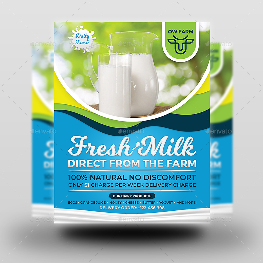 Farm Fresh Milk Flyer Template, Print Templates | GraphicRiver