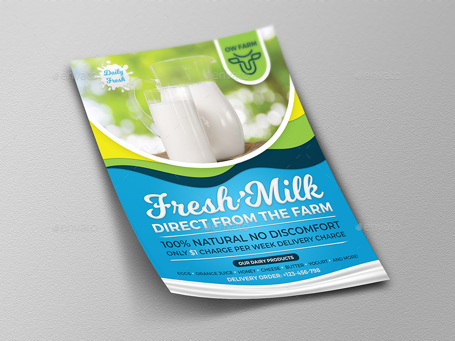 Farm Fresh Milk Flyer Template, Print Templates | GraphicRiver
