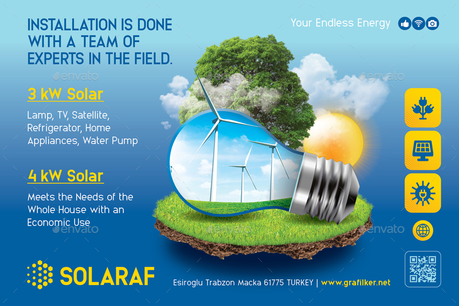 Solar Energy Postcard Templates, Print Templates | GraphicRiver