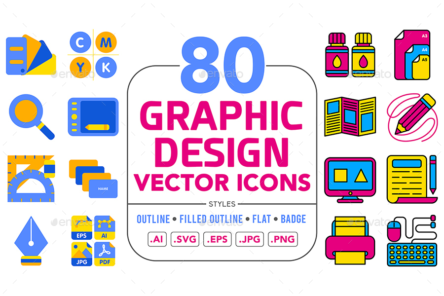Graphic Design Vector Icons, Icons | GraphicRiver