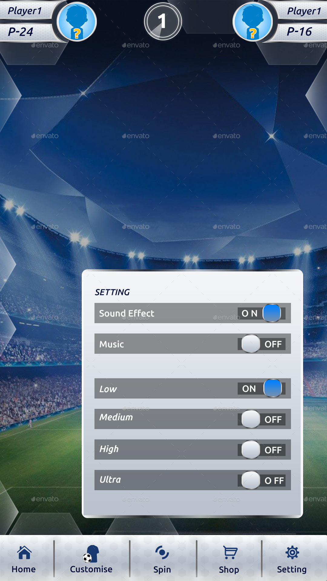 Soccer Mobile Game GUI, Game Assets | GraphicRiver
