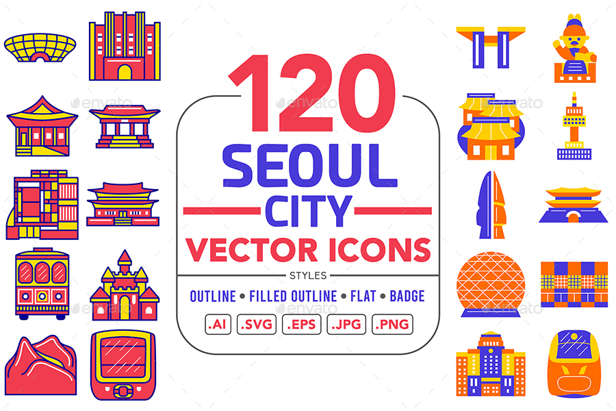 Seoul City Vector Icons, Icons | GraphicRiver