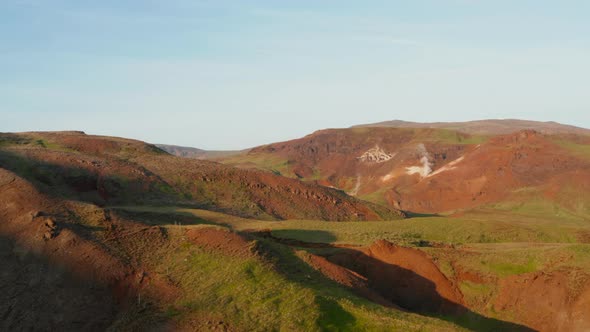 Birds Eye Scenic Highlands Smooth Orange Rhyolite Formations in Iceland ...