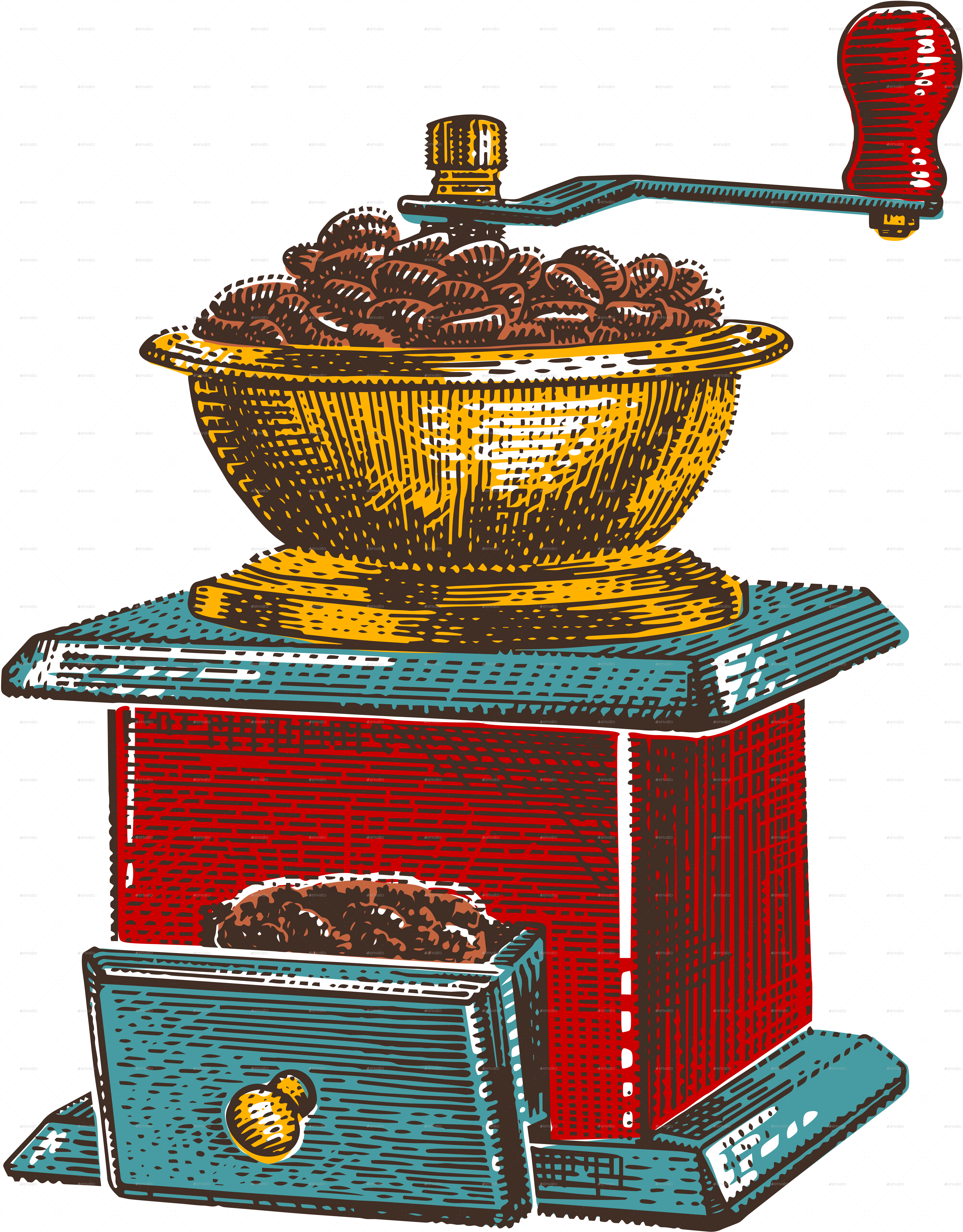 Retro Style Coffee Grinder, Vectors | GraphicRiver