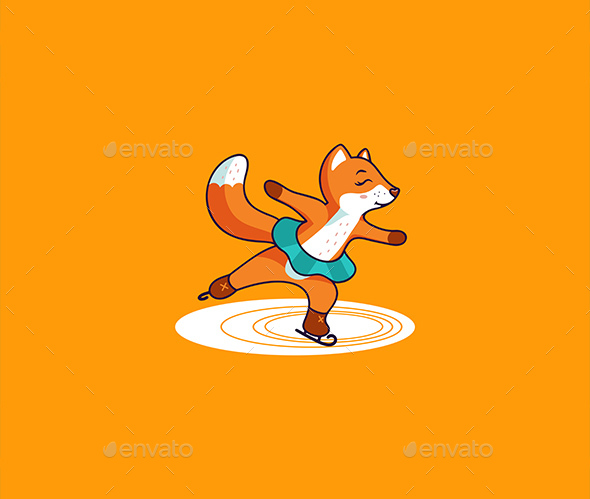 Fox Character Ice Skating, Vectors | GraphicRiver