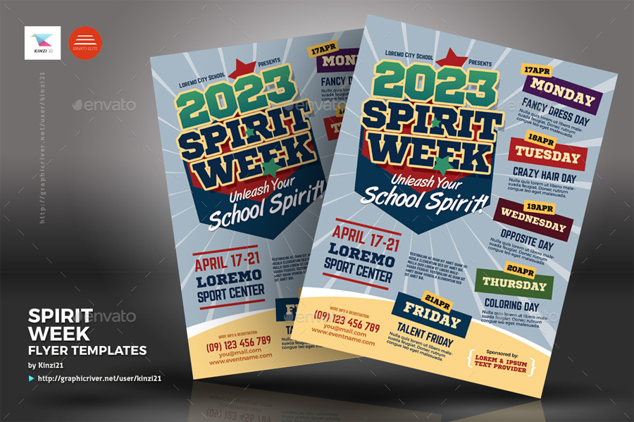 Spirit Week Flyer Templates, Print Templates | GraphicRiver
