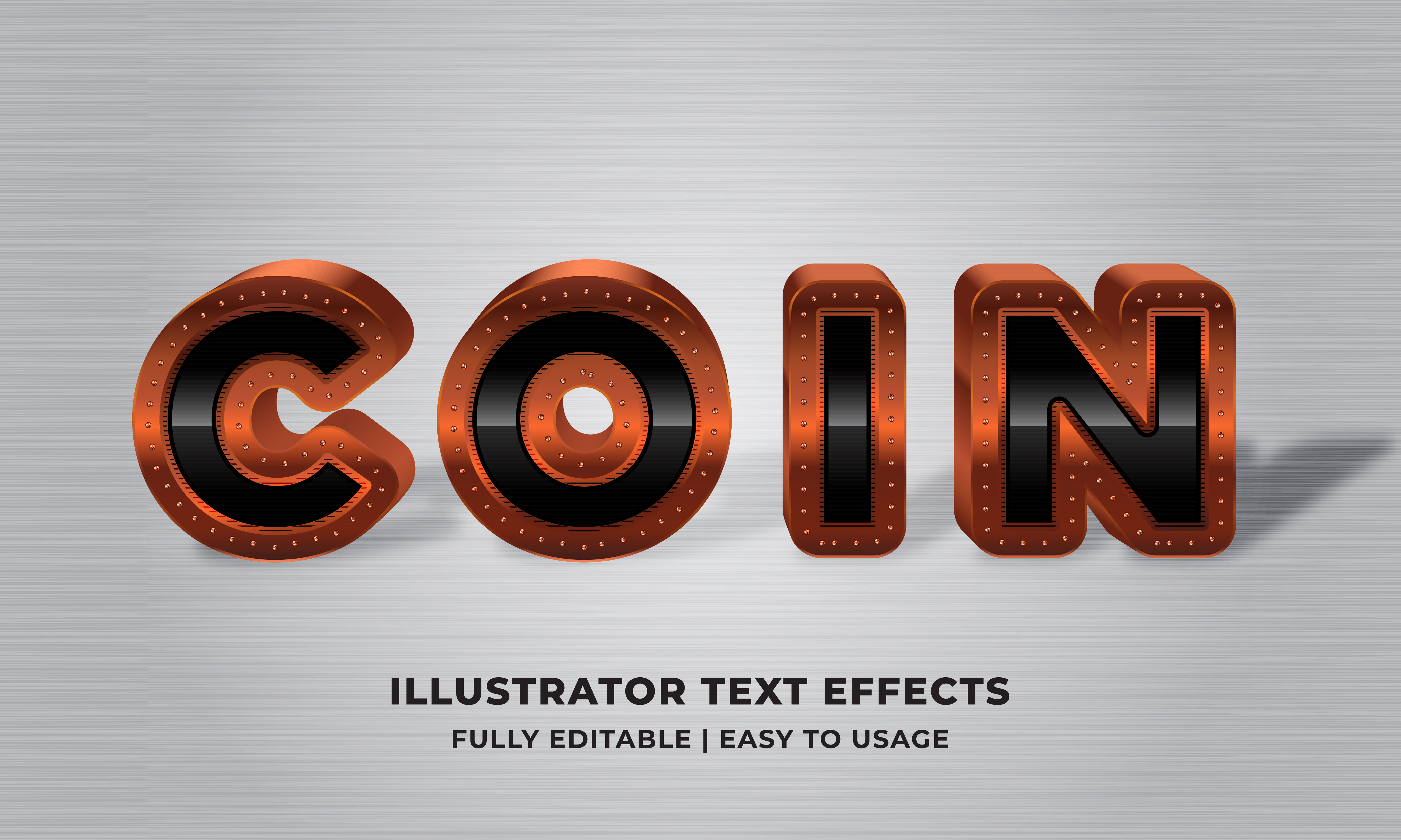 Metal 3d Text Effect for Illustrator Vol 2, Add-ons | GraphicRiver