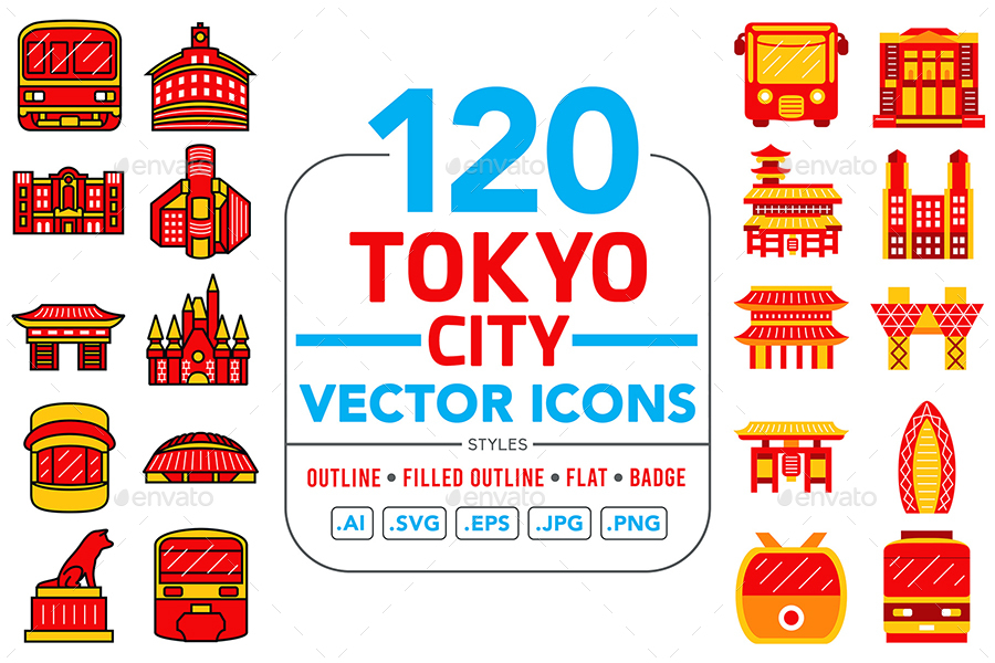 Tokyo City Vector Icons, Icons | GraphicRiver
