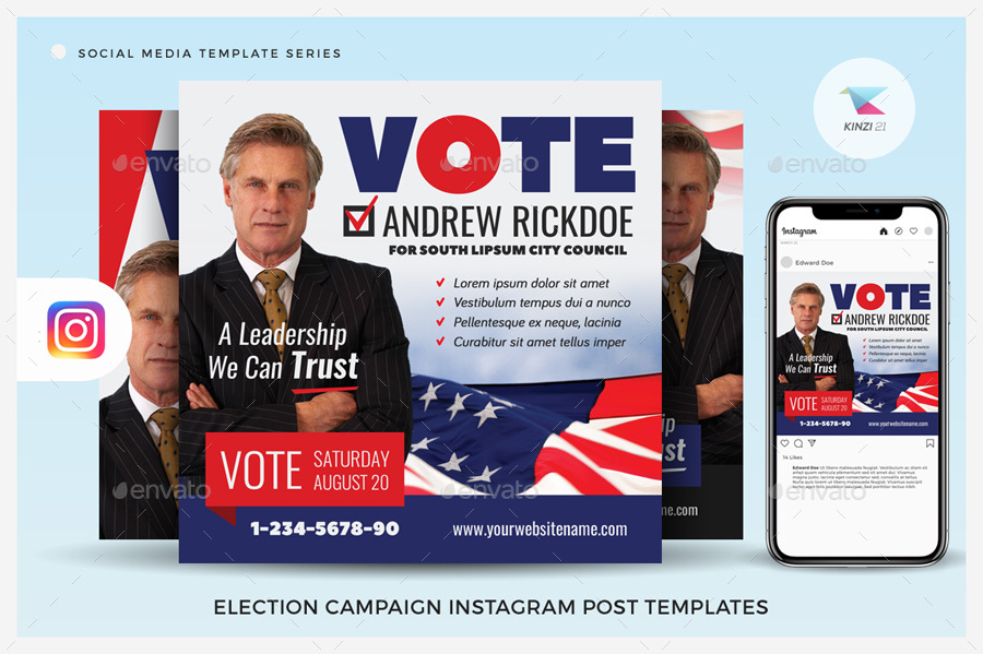 Election Campaign Social Media Templates, Web Elements | GraphicRiver