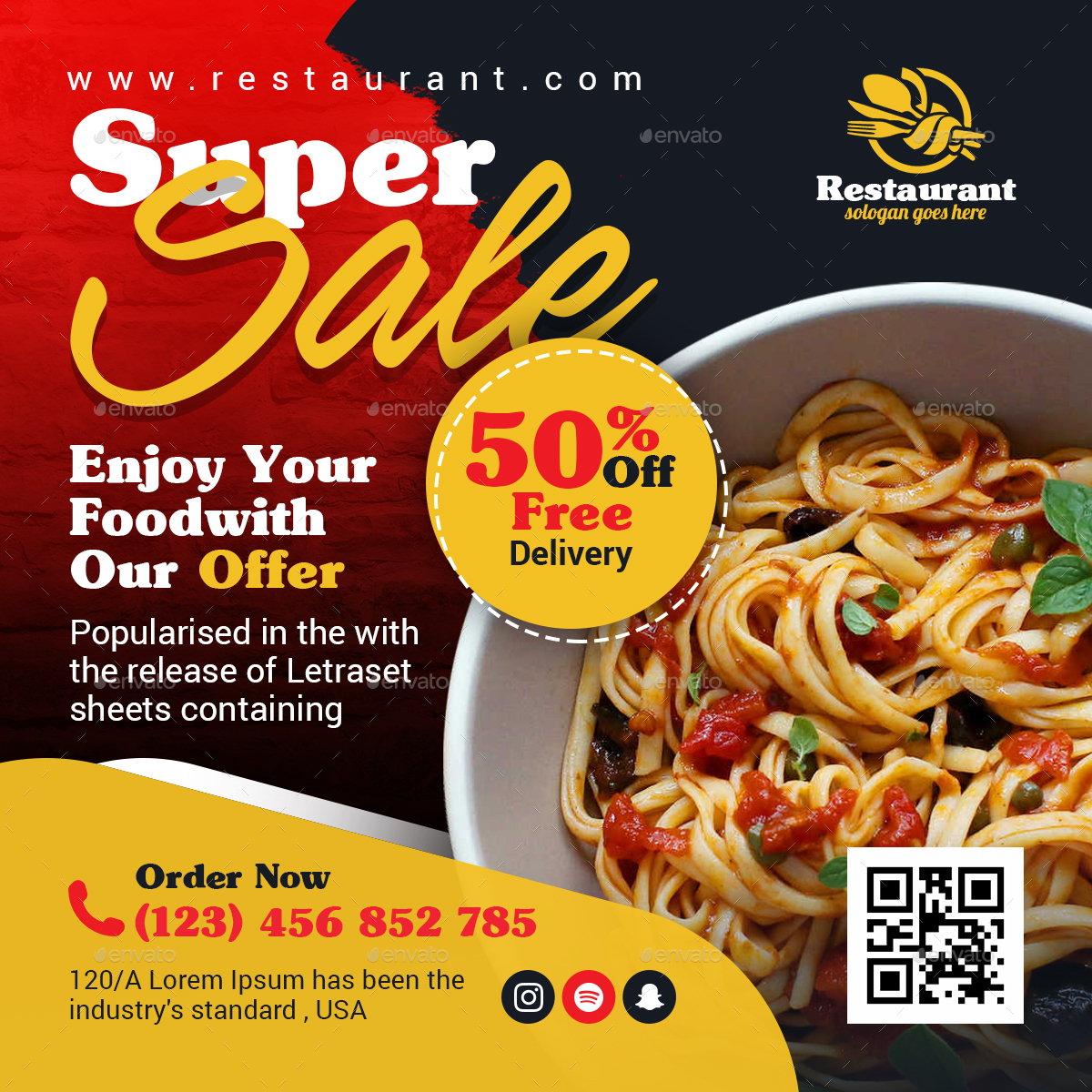 Food Social Media Post & Flyer Templates, Web Elements | GraphicRiver