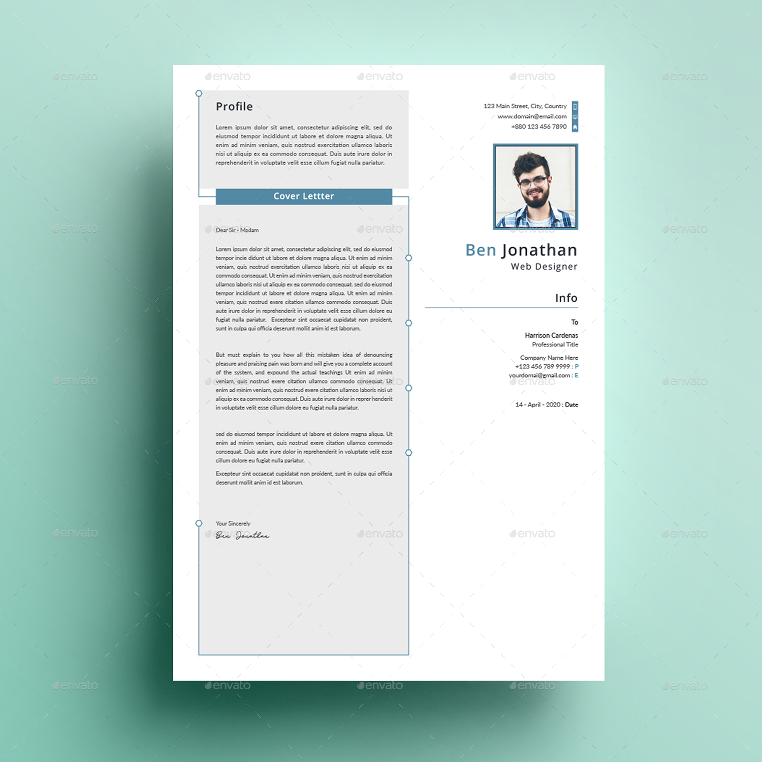 Resume/CV + Cover Letter, Print Templates | GraphicRiver