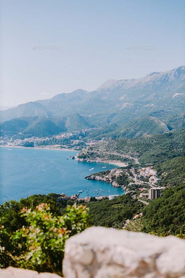 sea view with mountains in budva Stock Photo by avanti_photo | PhotoDune