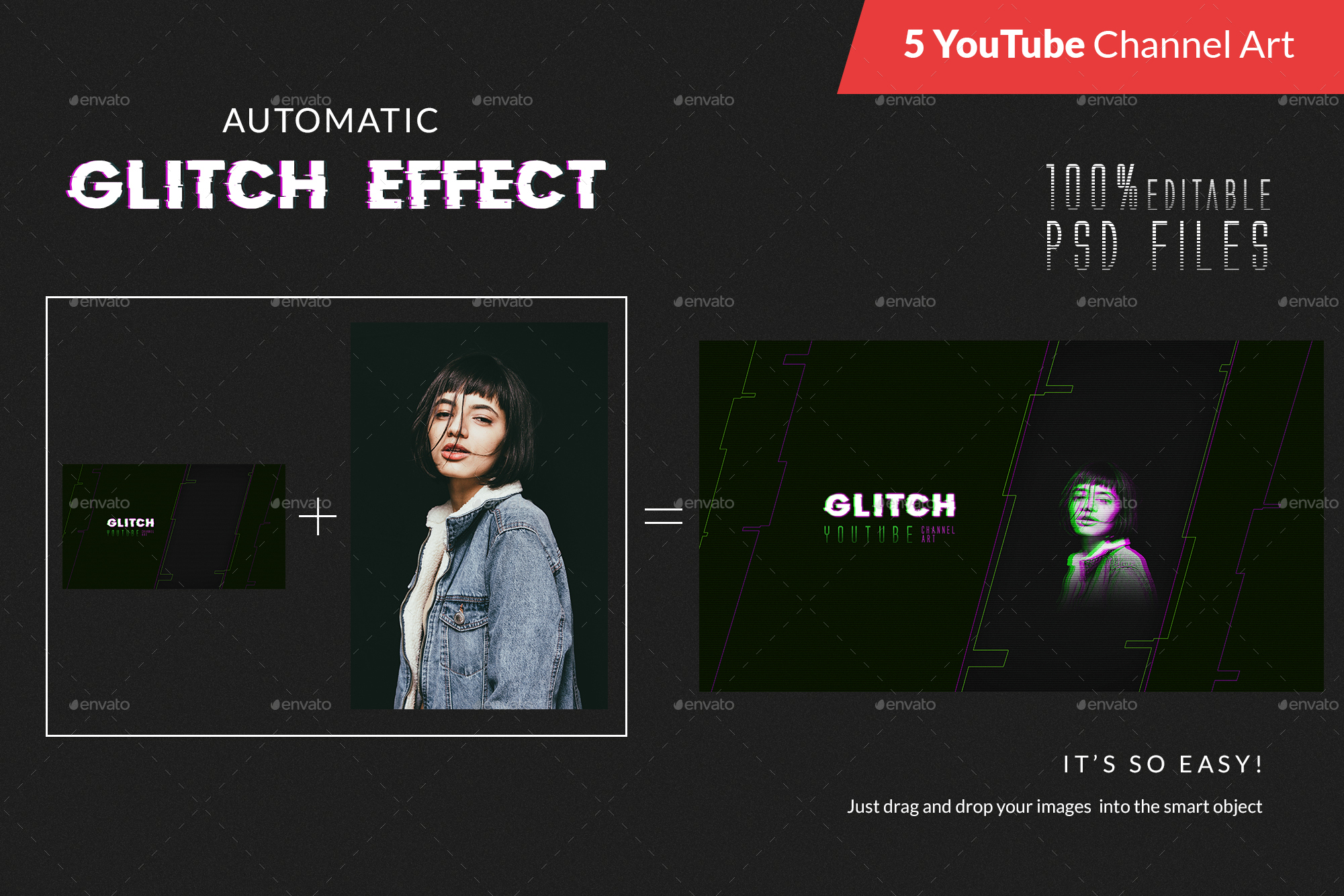Glitch YouTube Channel Art, Web Elements | GraphicRiver