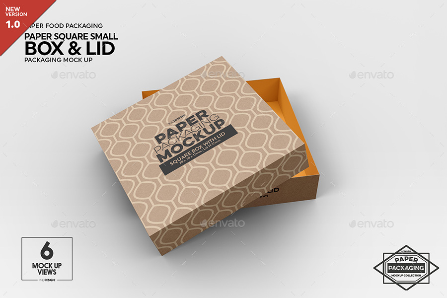 Small Square Paper Box and Lid Packaging Mockup, Graphics | GraphicRiver