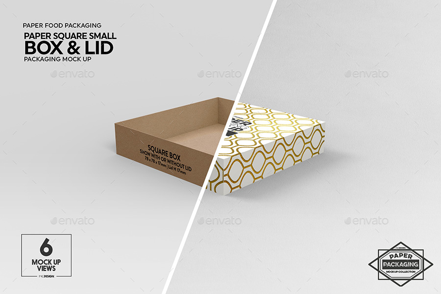 Small Square Paper Box and Lid Packaging Mockup, Graphics | GraphicRiver