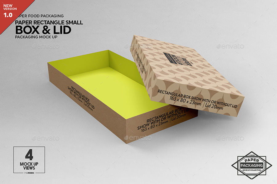 Small Rectangular Paper Box and Lid Packaging Mockup, Graphics ...