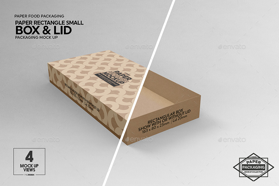 Small Rectangular Paper Box and Lid Packaging Mockup, Graphics ...
