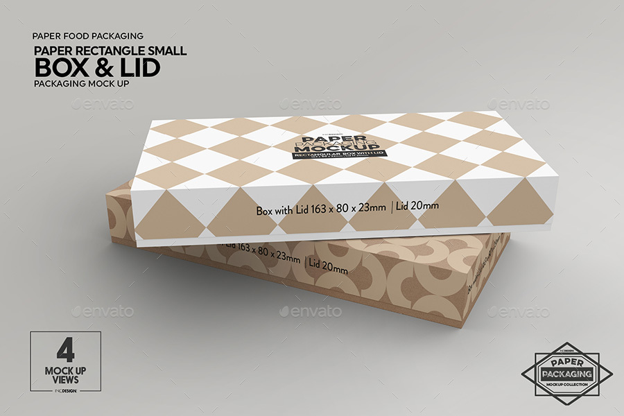 Small Rectangular Paper Box and Lid Packaging Mockup, Graphics ...