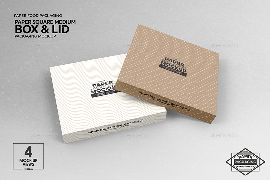 Medium Square Paper Box and Lid Packaging Mockup, Graphics | GraphicRiver