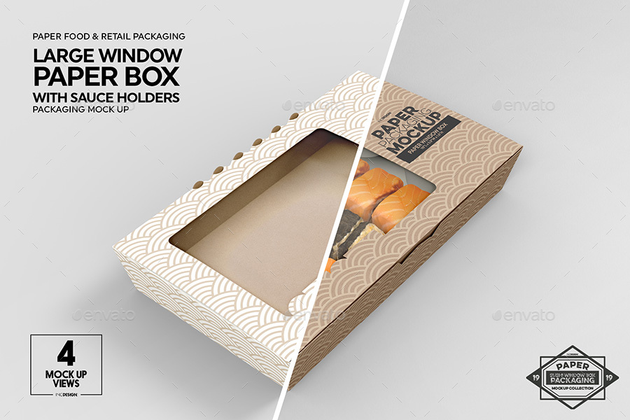 Large Paper Window Sushi Box Mockup, Graphics | GraphicRiver