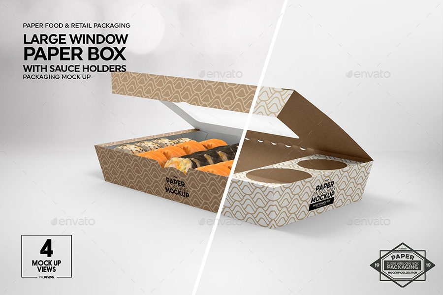 Large Paper Window Sushi Box Mockup, Graphics | GraphicRiver