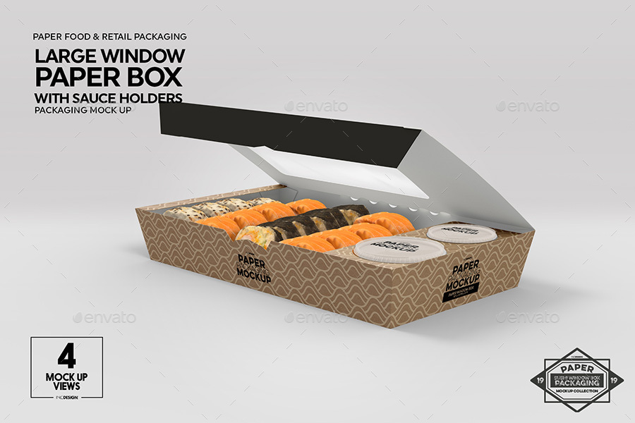 Large Paper Window Sushi Box Mockup, Graphics | GraphicRiver