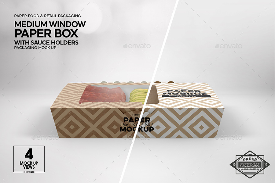 Medium Paper Window Sushi Box Mockup, Graphics | GraphicRiver