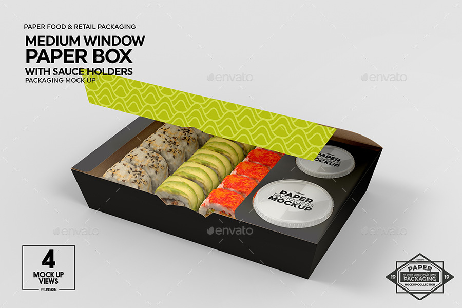 Medium Paper Window Sushi Box Mockup, Graphics | GraphicRiver