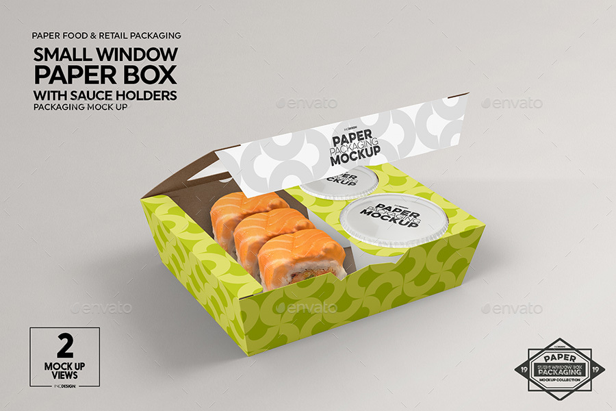 Small Paper Window Sushi Box Mockup, Graphics | GraphicRiver