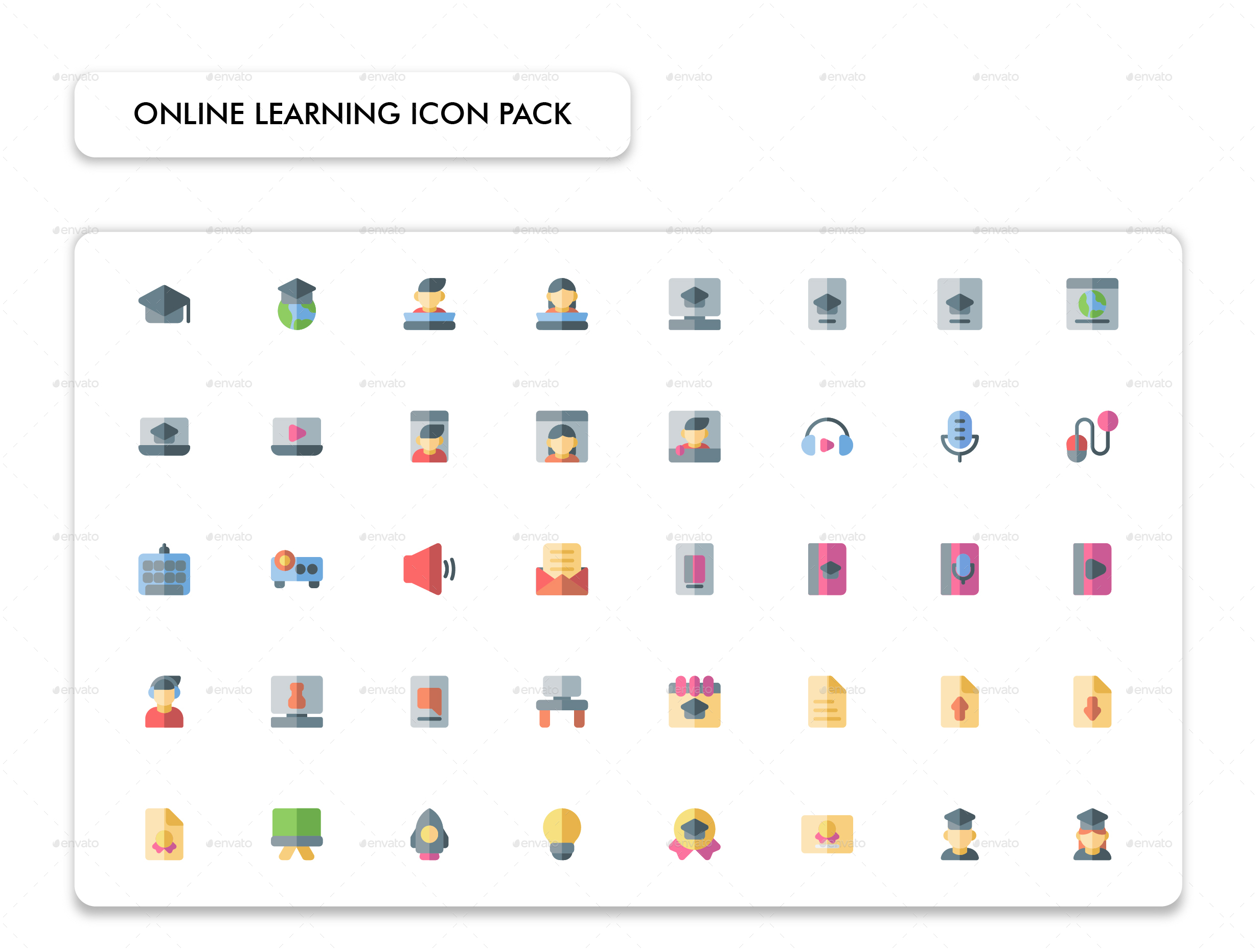 Online Learning - Flat, Icons | GraphicRiver