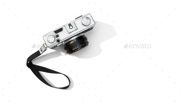 Flat lay film camera isolated on white background Stock Photo by ...