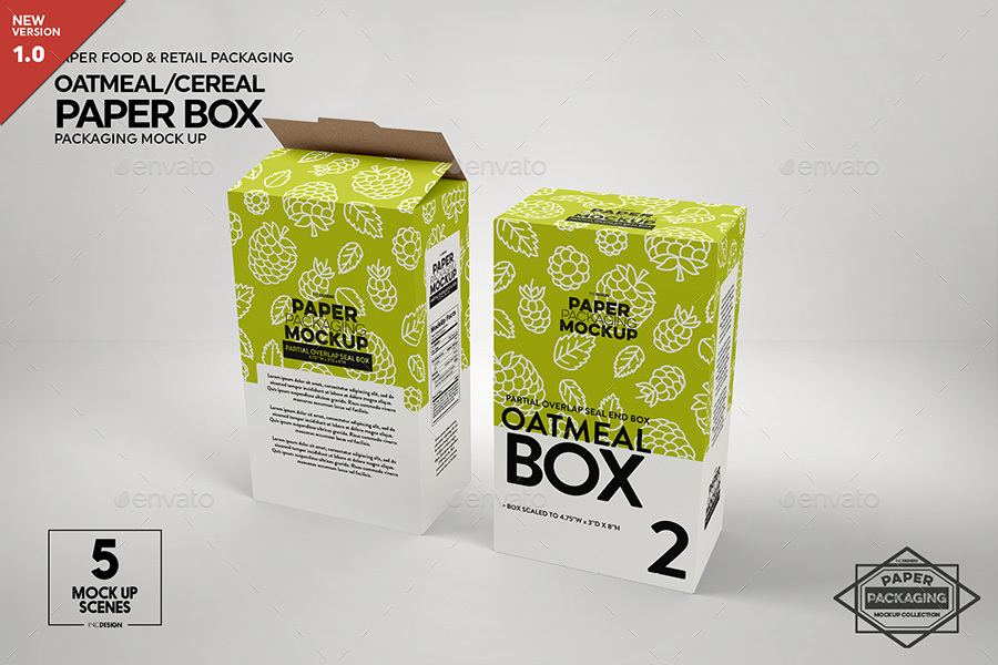Oatmeal Box Packaging Mockup, Graphics | GraphicRiver
