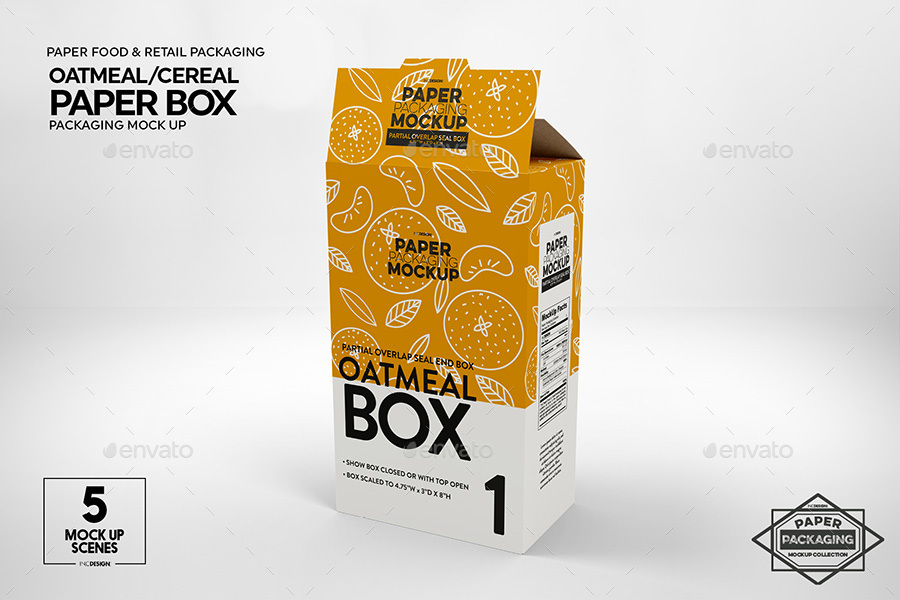 Oatmeal Box Packaging Mockup, Graphics | GraphicRiver