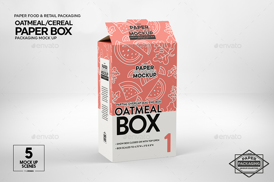 Oatmeal Box Packaging Mockup, Graphics | GraphicRiver