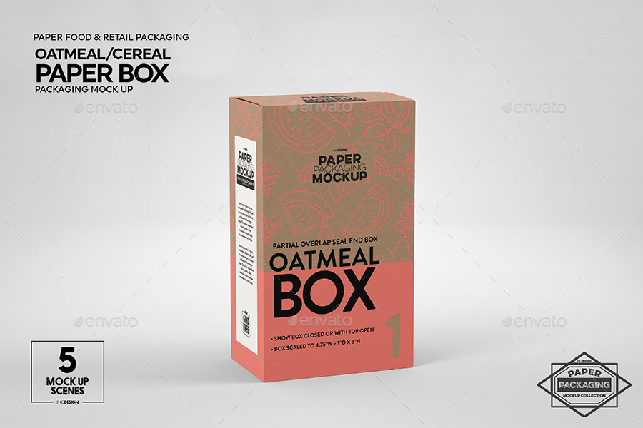 Oatmeal Box Packaging Mockup, Graphics | GraphicRiver