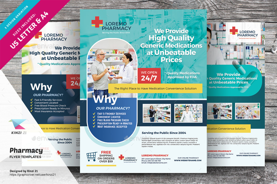 Pharmacy Flyer Templates, Print Templates | GraphicRiver