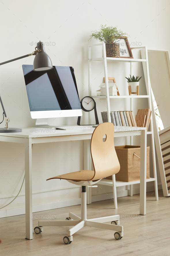 White Home Office Desk Stock Photo by seventyfourimages | PhotoDune