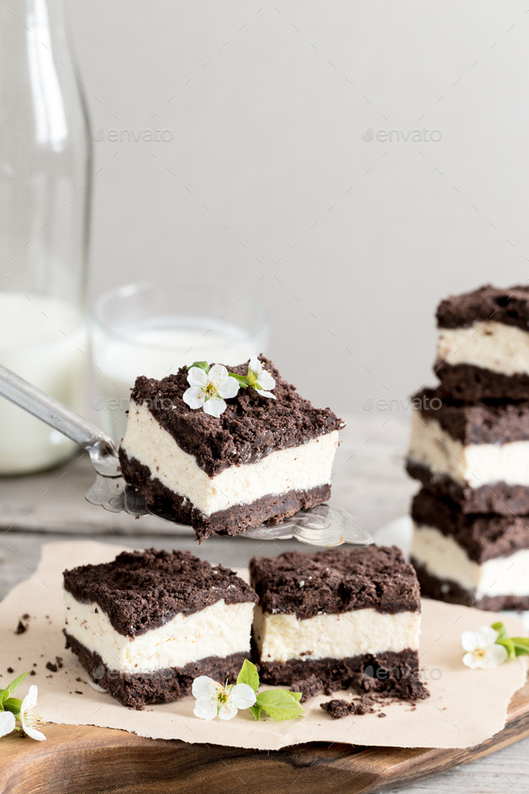 Royal cheesecake with with chocolate crumbs Stock Photo by Ivannag82