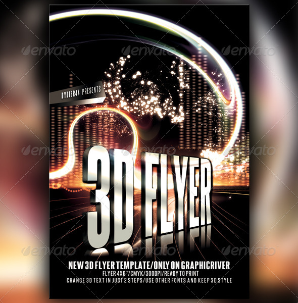3D Flyer (Flyer Template 4x6"), Print Templates | GraphicRiver