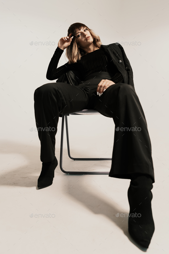 Portrait Bossy woman with attitude posing on white background Stock ...