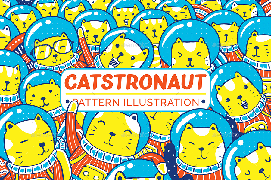 Catstronaut Pattern Illustration, Graphics | GraphicRiver