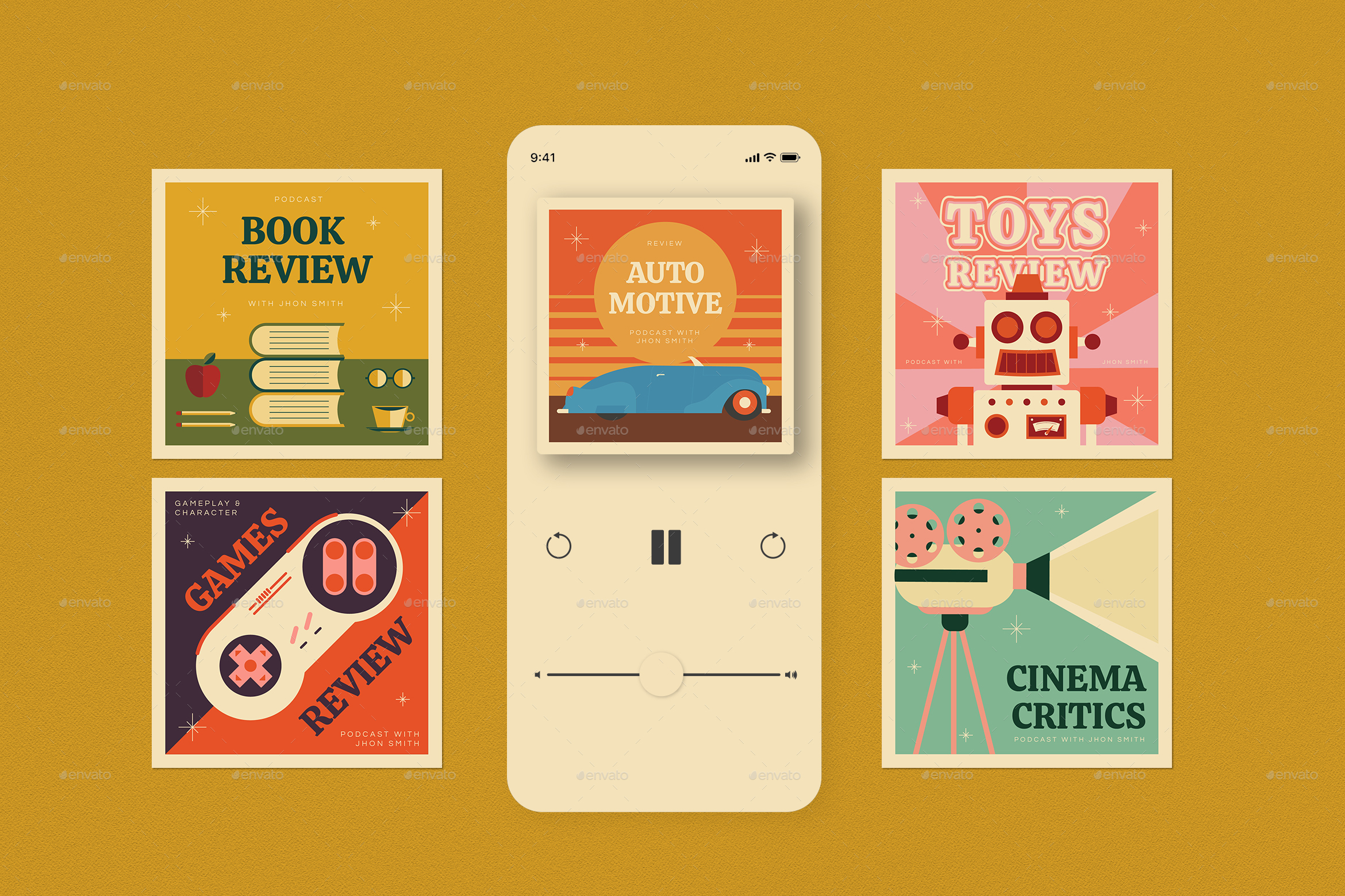 Retro Talkshow Podcast Package, Web Elements | GraphicRiver